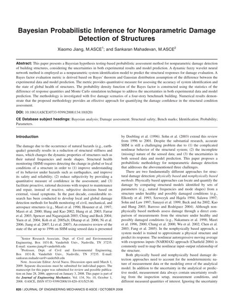 Pdf Bayesian Probabilistic Inference For Nonparametric Damage
