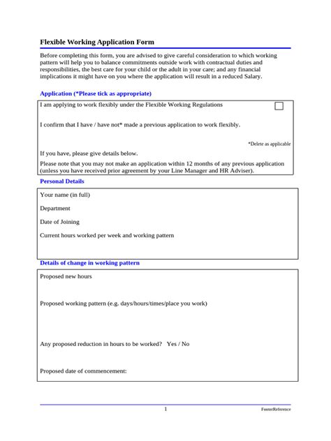 Flexible Working Application Form Pdf
