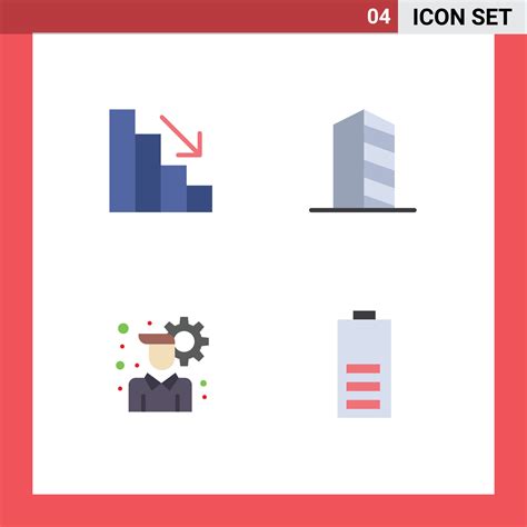 4 Creative Icons Modern Signs And Symbols Of Analytics Configuration Buildings Landscape Battery