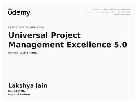 Lakshya Jain On Linkedin Completed Universal Project Management Excellence 50 Course