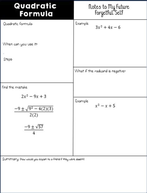 Solving Using Quadratic Formula Notes Notes To You Future Forgetful Self