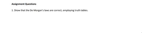Solved Assignment Questions 1 Show That The De Morgans