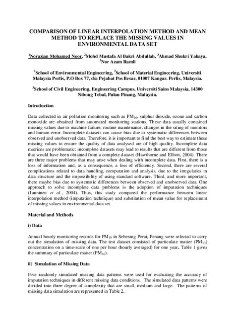 Pdf Comparison Of Linear Interpolation Method And Mean Method To