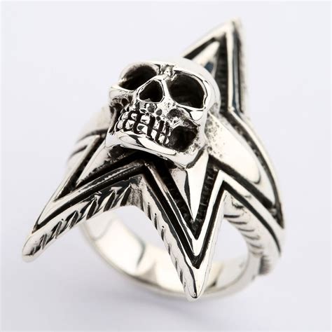 Star Skull Ring Sterling Silver Biker Jewelry Skull Jewelry By Sterlingmalee Etsy Sweden