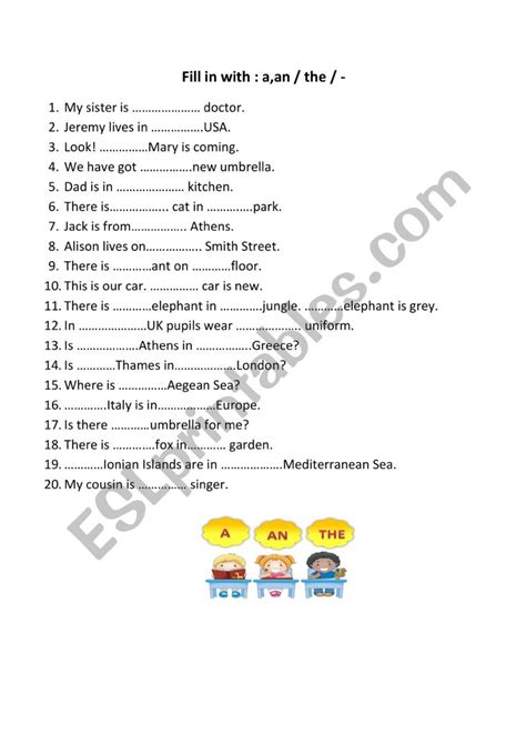 Articles Grammar Esl Worksheet By Julita Nosteby