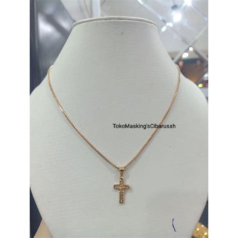 Jual Liontin Kalung Salib Emas Asli Tokomasking Scibarusah Shopee Indonesia