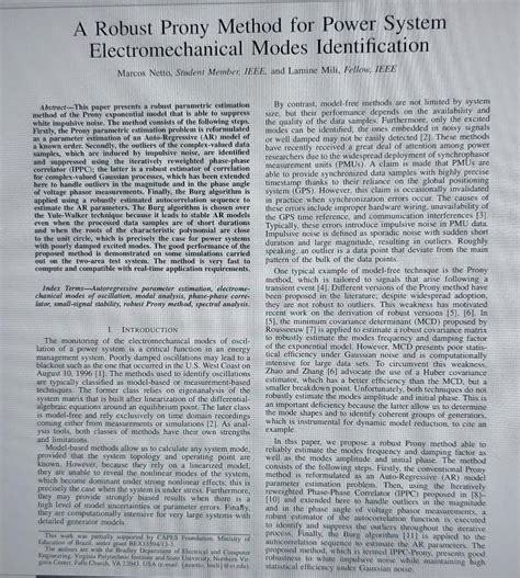 Solved A Robust Prony Method For Power System