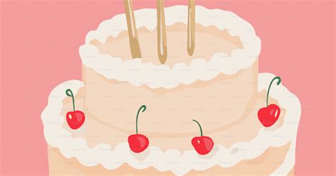 체리와 촛불을 곁들인 3단 케이크 벡터 Unsplash의 평면 디자인 이미지