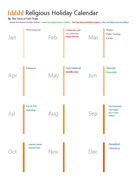 Religious Holidays Calendar Printable Calendar Template