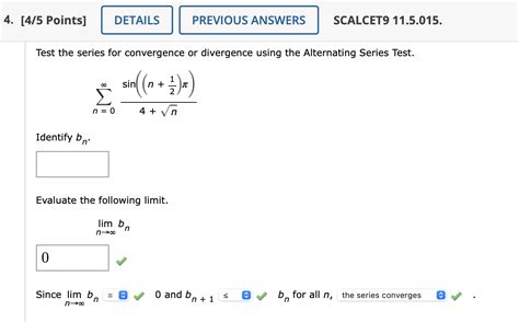 Solved Test The Series For Convergence Or Divergence Using