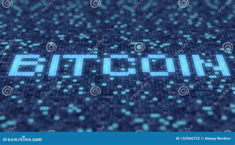 Symbols On A Blue Computer Screen Compose Bitcoin Word 3d Rendering Stock Illustration