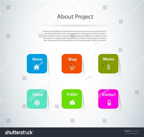 Vektor Stok Website Template Design Menu Navigation Elements Tanpa