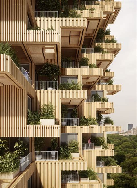 Wood Would Also Clad The Buildings Staggered Walls And Trees Would Grow From The Ho… Green