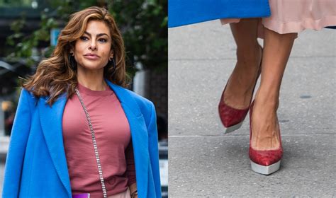 Eva Mendes Brings Back Archival Stella Mccartney Crocodile Embossed Platform Pumps For Her