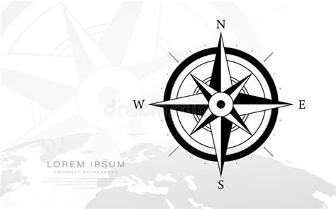 World Map Black White Compass Stock Illustrations 4603 World Map