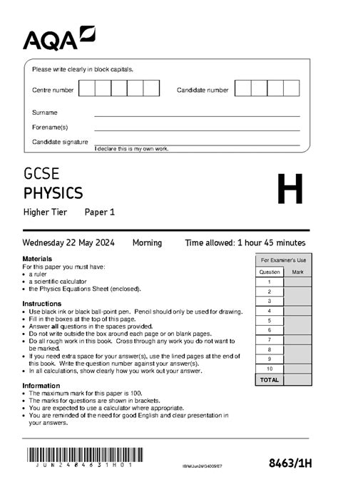 AQA GCSE Physics Paper 1 Babe Answers And Explanations Studocu