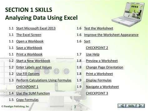 Ppt Section 1 Skills Analyzing Data Using Excel Powerpoint Presentation Id2204650
