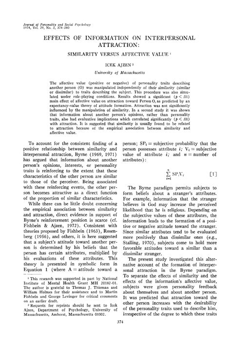 Pdf Effects Of Information On Interpersonal Attraction Similarity Versus Affective Value