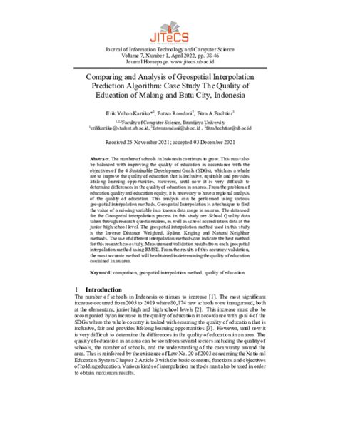 Pdf Comparing And Analysis Of Geospatial Interpolation Prediction