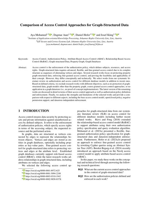 Pdf Comparison Of Access Control Approaches For Graph Structured Data