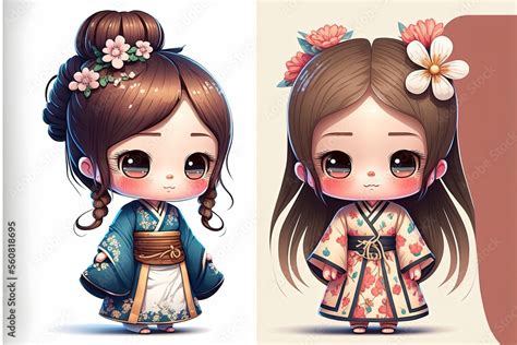 Cute Anime Chibi Japanese Girl Stock Illustration Adobe Stock