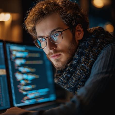 Premium Photo Developer Coding In Focused Environment With Systems In