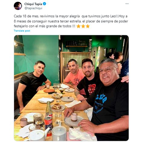 El motivo de la cena entre Lionel Messi y Chiqui Tapia los dos ex selección argentina que los