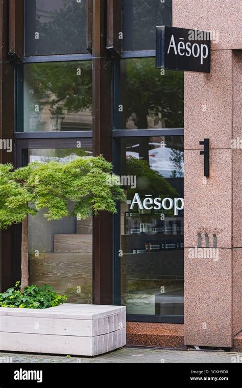 Aesop Luxury Skincare Brand Retail Shop Logo On The Storefront Stock