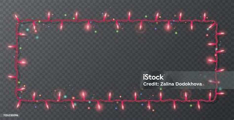크리스마스 빛 테두리 빛 문자열 프레임 어두운 배경 복사 공간에 고립 된 사각형 프레임 0명에 대한 스톡 벡터 아트 및 기타