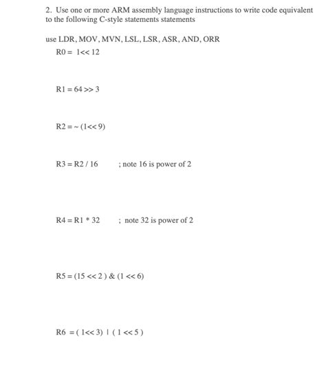 Solved Use One Or More ARM Assembly Language Instructions Chegg