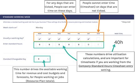 Standard Working Week Setting Metis Help Centre
