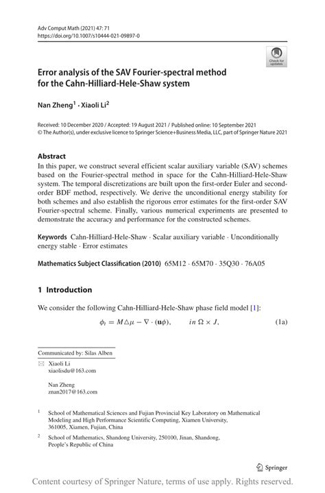 Error Analysis Of The Sav Fourier Spectral Method For The Cahn Hilliard Hele Shaw System