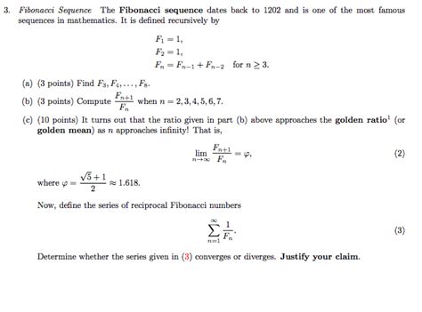Solved Fibonacci Sequence The Fibonacci Sequence Dates Back
