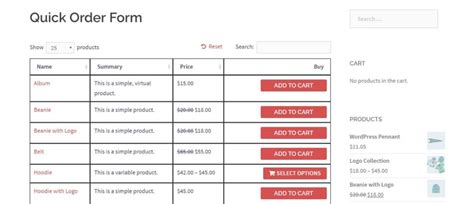 Create A Woocommerce Quick Order Form With The Product Table Plugin