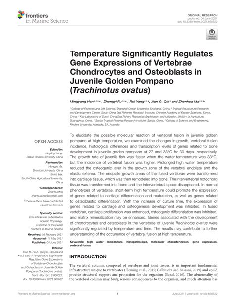 Pdf Temperature Significantly Regulates Gene Expressions Of Vertebrae