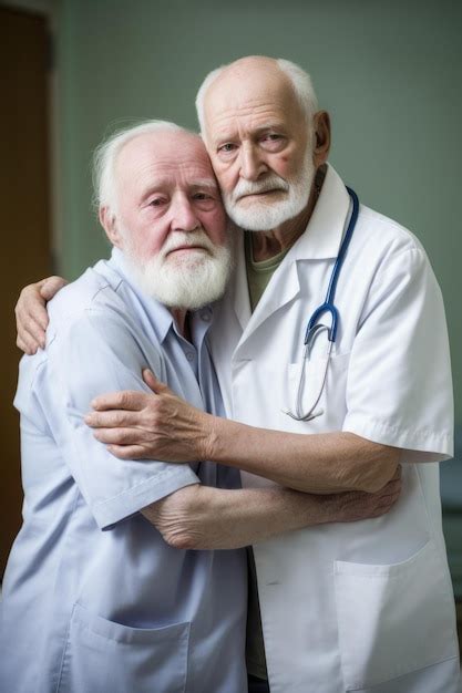 Premium Ai Image Portrait Of A Doctor Embracing His Elderly Patient Created With Generative Ai