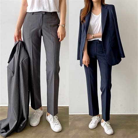 살롱드쥬 여성정장바지 9부 일자 팬츠 네이비슬랙스 여자여름슬랙스