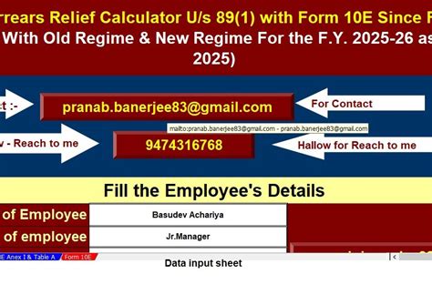 Income Tax Arrears Relief Calculator Excel F Y 2025 26