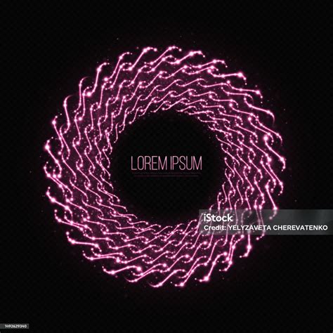 불꽃이 튀는 반짝이는 소용돌이 조명 효과 스파클 입자가 있는 고급 원형 프레임 검은색에 대한 스톡 벡터 아트 및 기타 이미지 검은색 광학 작용 기하 Istock