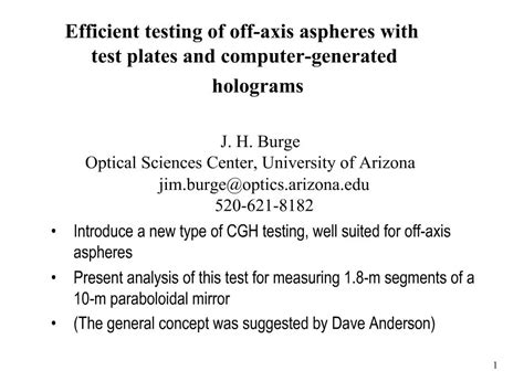 ppt efficient testing of off axis aspheres with test plates and computer generated holograms j
