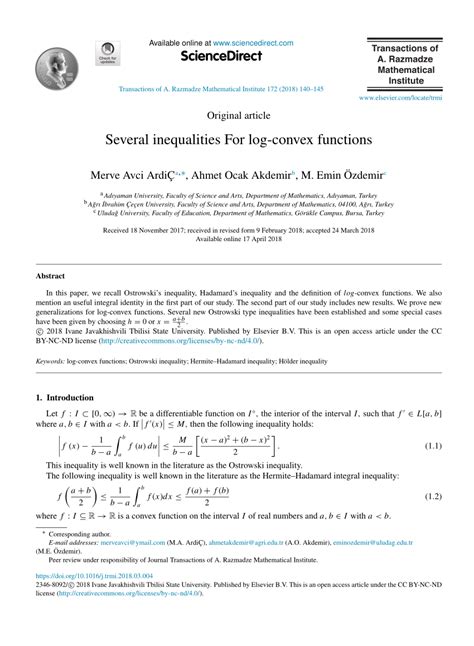 Pdf Several Inequalities For Log Convex Functions