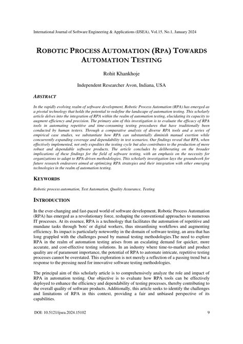 Pdf Robotic Process Automation Rpa Towards Automation Testing