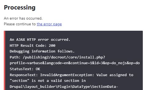 [windows] layout builder ajax error when installing varbase drupal 9 0