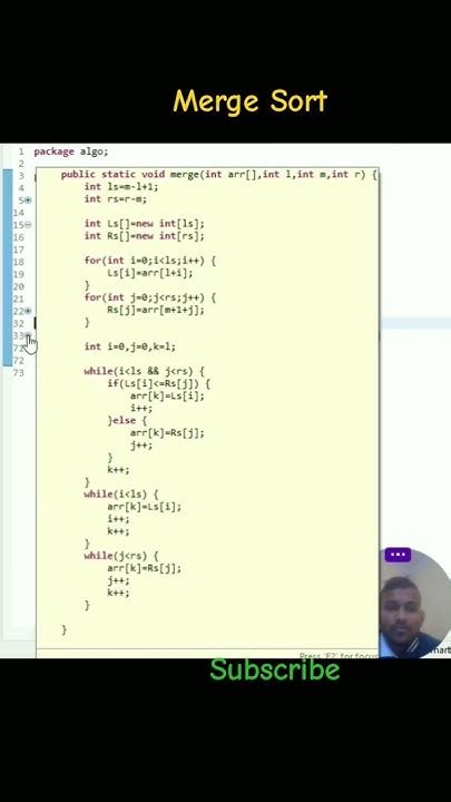 Merge Sort Algorithm Program Using Java Coding Merge Sort Algorithm Shortsvideo