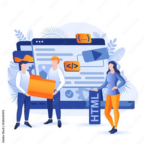 Ilustrace „web Development Scene Developers Team Is Working Together