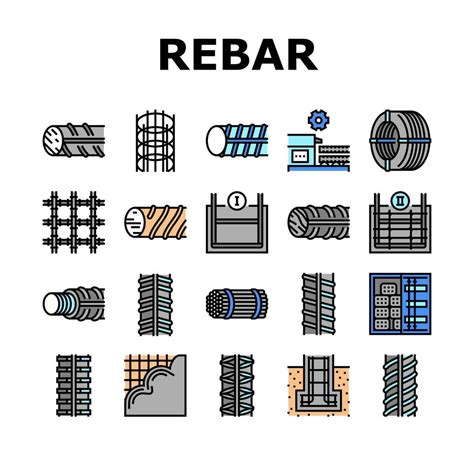 Rebar Construction Collection Icons Set Vector 10353708 Vector Art At Vecteezy