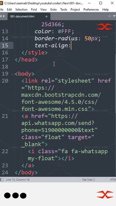 Whatsapp Floating Button Html Css Youtube