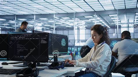 Computer Scientist Working In High Tech Server Hub Stock Image Image Of Updating Engineer