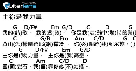 讚美之泉 主祢是我力量 結他譜 Chord譜 吉他譜 曲 曾祥怡 詞 曾祥怡 Guitarians