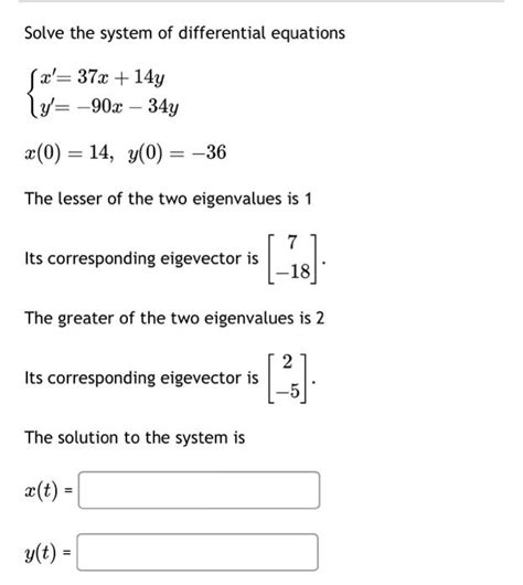 Solved Solve The System Of Differential Equations